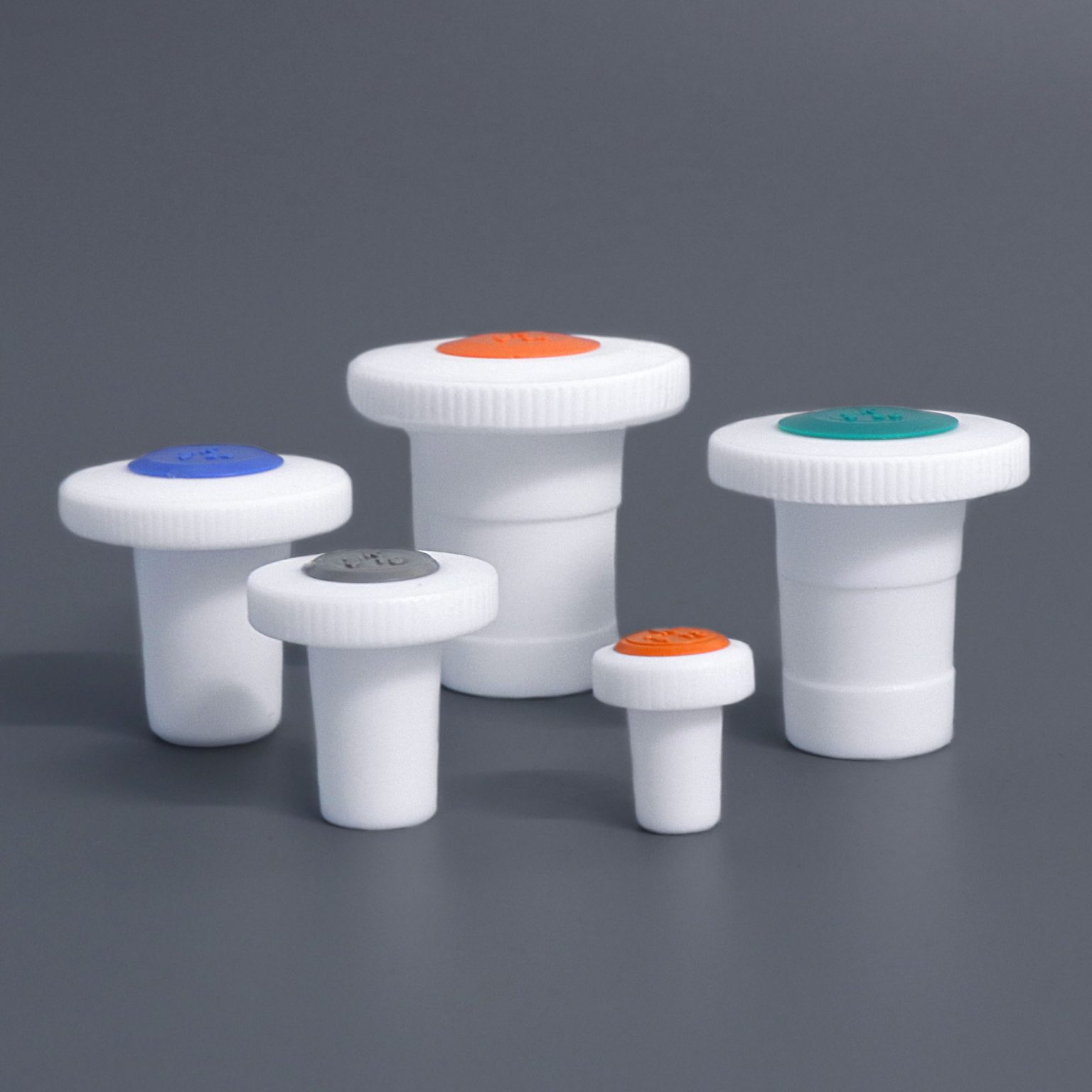 Flat Head Mushroom Stopper, Solution Bottle, Color coded DWK Logo, PTFE ...