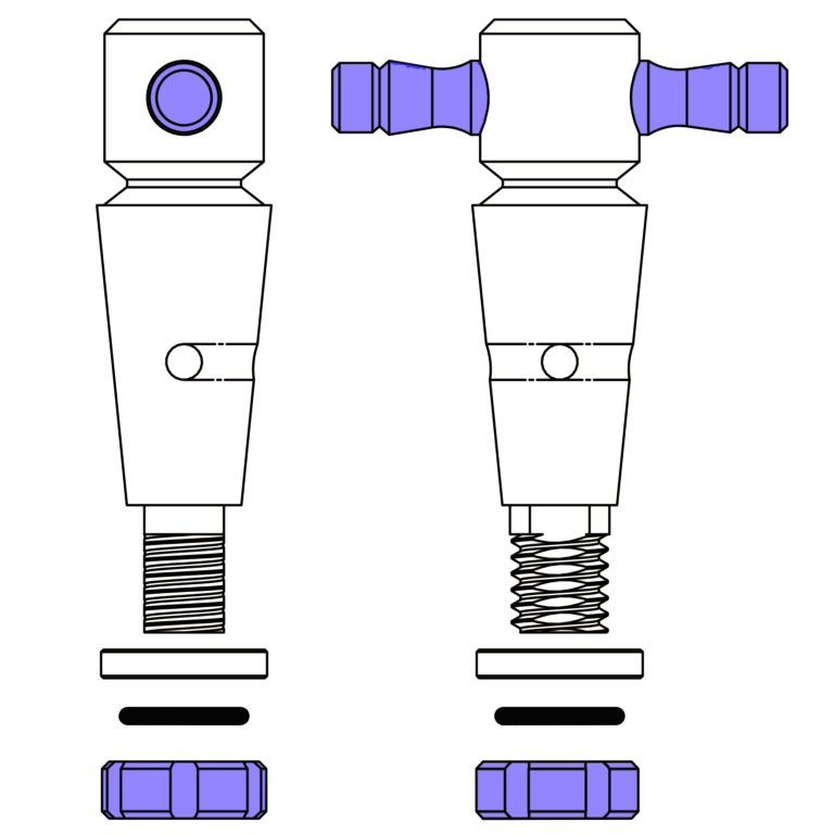 PTFE Stopcock Plugs with 90° T bore to connect two or three stems ...