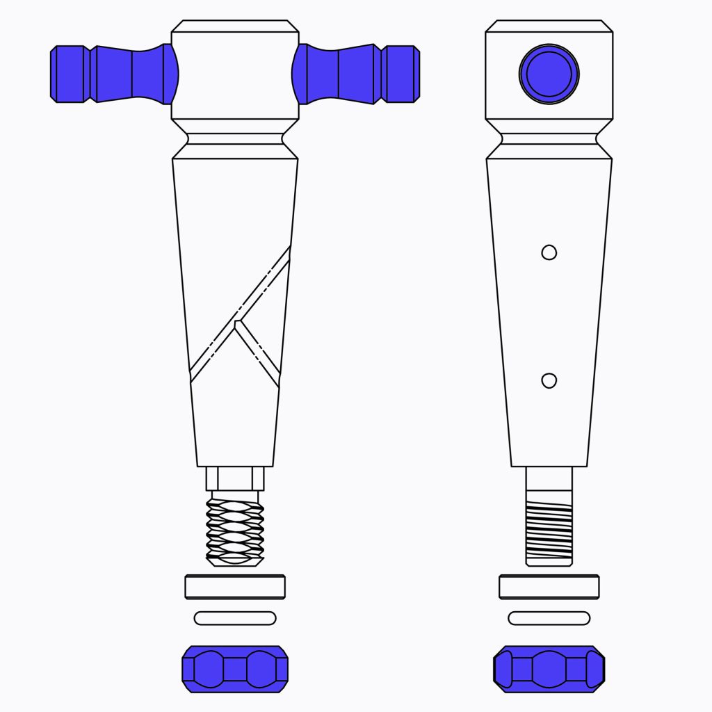 PTFE Stopcock Plugs with oblique Y bore to connect two or three stems ...