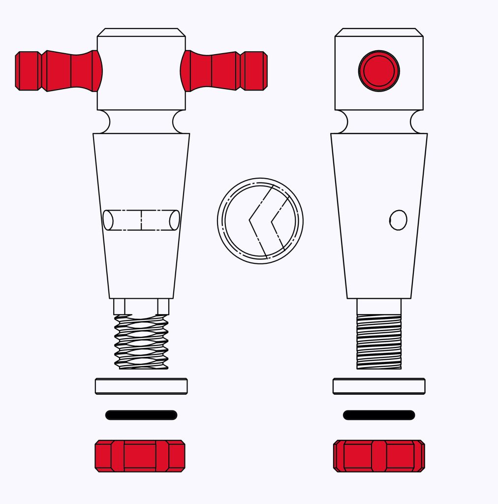 PTFE Stopcock Plugs with 120° V bore to allow connection of any two ...