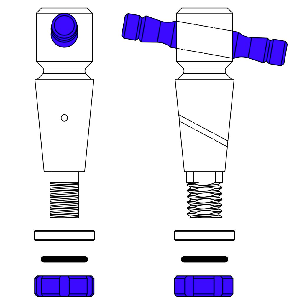 PTFE Stopcock Plug with single diagonal bore - Scientific Machine