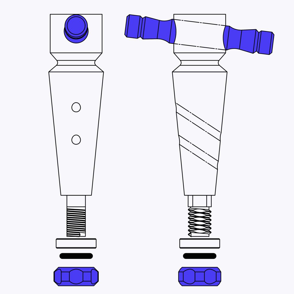 PTFE Stopcock Plugs with two parallel diagonal bores - Scientific Machine