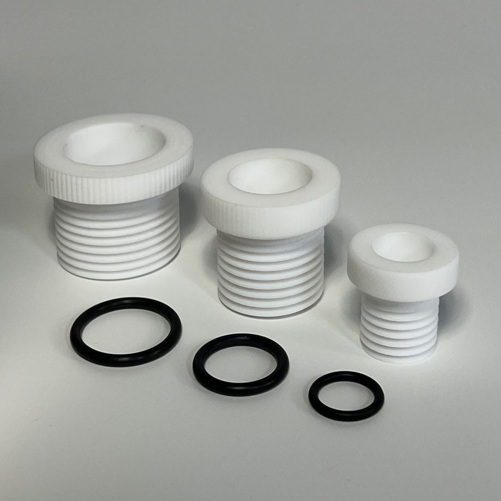 Bushing, Internal Thread Connector, Open Top, PTFE - Scientific Machine